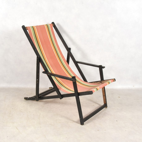 SOLSTOL, trä/tyg,1900-talets mitt. Möbler - Trädgårdsmöbler - Auctionet
