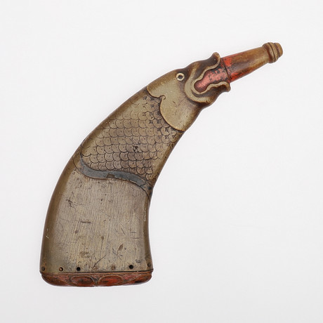 POWDER HORN, Baroque, 18th century, with relief-cut decoration ...