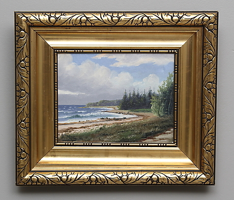 FREDRIK MOE. Beach and forest. Oil on canvas. Signed F.Moe. Art ...