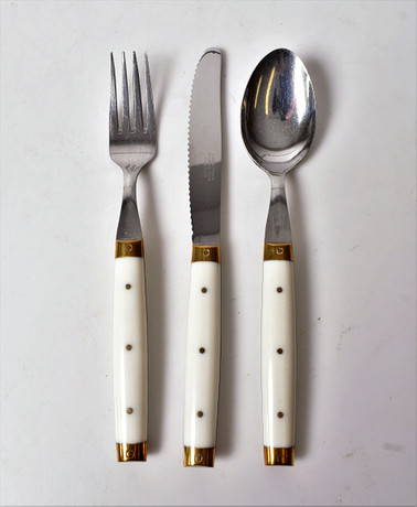 MATBESTICK 24 delar Melron Frankrike. Silver & Metall - Tenn, Mässing ...