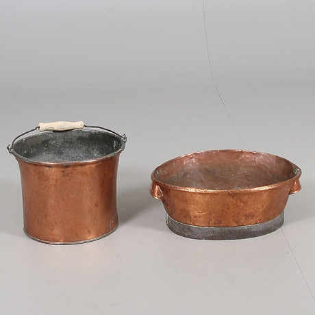 HINK och BALJA, koppar, 1800-tal. Silver & Metall - Tenn, Mässing ...