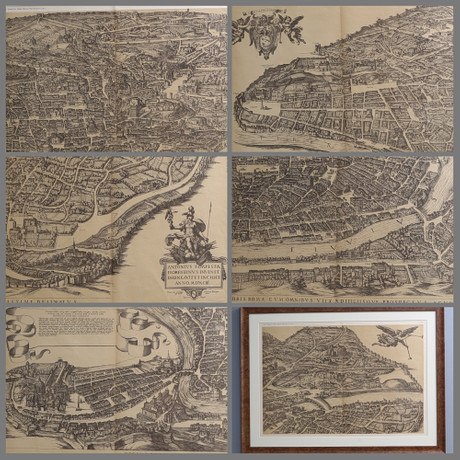 MAPS IN FRAME, 6 pcs., Rome motif, 1900s, after models from 1593. Art ...