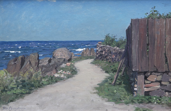 ALFRED BERGSTRÖM (1869-1930), coastal landscape, oil on Board, signed ...