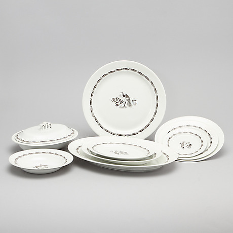SERVISDELAR, 46 st, flintgods, "Ingrid" Artur Percy för Gefle. Keramik ...