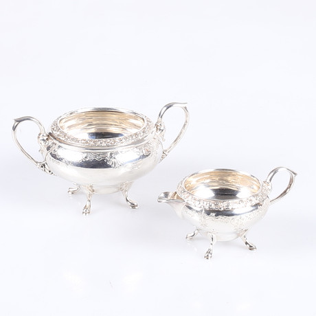SUGAR & CREAM POT, silver, England, early 20th century. Silver & Metals ...