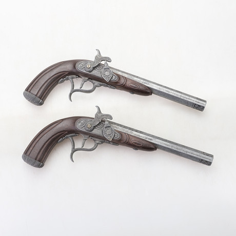 BLOCK PISTOLS, a pair, replicas, 1900s. Weapons & Militaria - Guns ...