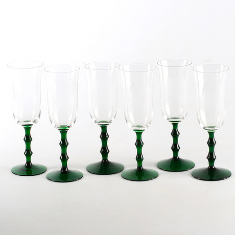 VINGLAS, 6 st, "Salut", Simon Gate, Orrefors, 1900-tal. Glas - Övrigt ...