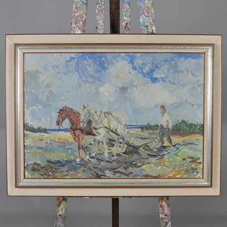 AAGE STRAND. Olja på duk , signerad "A.S". Konst - Måleri - Auctionet