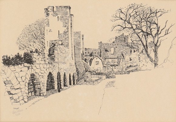 CLAES FOLCKER. Motif from Visby. Lithograph, signed and numbered 5/100 ...