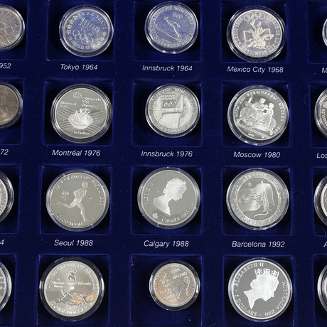 COIN COLLECTION, 20 silver and 1 nickel, Olympic Games 1952 - 2002 ...