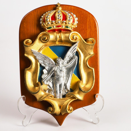 COAT OF ARMS, HMS Fylgia Armored cruiser 1905-1952, painted metal on ...