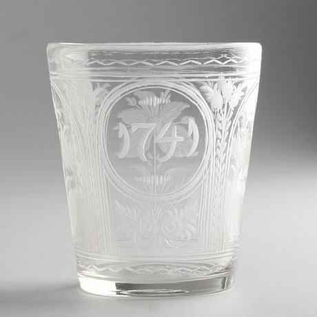 BÄGARE, glas, kopia, daterad 1741, 1900-tal. Glas - Övrigt - Auctionet