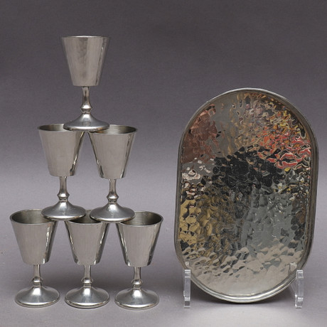 LARS ROSENBERG, snapsglas & fat, 7 delar, tenn. Silver & Metall - Tenn ...