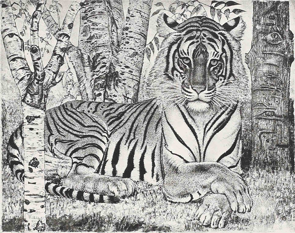 EDUARD WIIRALT. Lamav tiiger, Vernis moo 1937, offsettryck, signerad ...