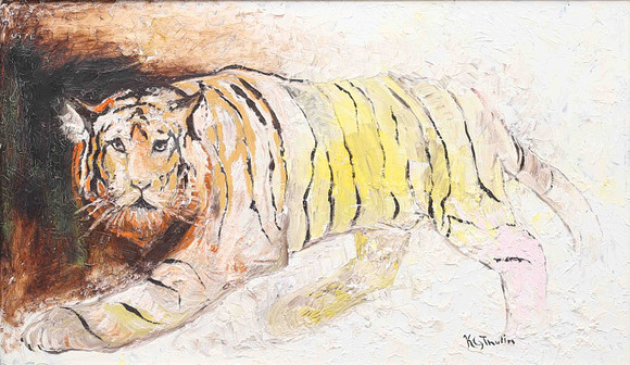 KARL-GUSTAV THULIN. Tiger, olja på pannå, signerad K G Thulin och daterad 2008. Konst - Måleri ...