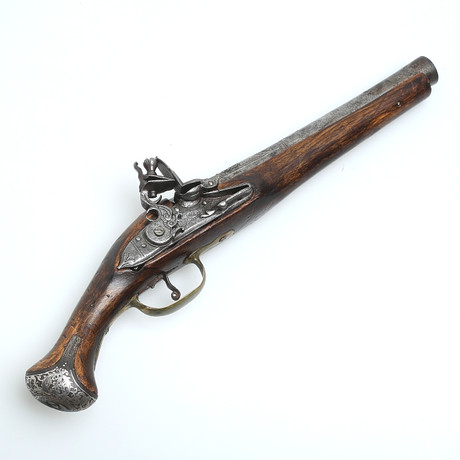FLINT LOCK PISTOL, lock marked G Banchi (active Brescia ca 1790 ...