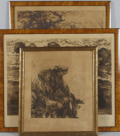 EMIL ZOIR. 3 etchings, signed. Art - Engravings & Prints - Auctionet