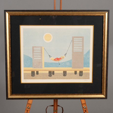 STELLAN MÖRNER. Color lithograph "In the hammock". Art - Engravings ...