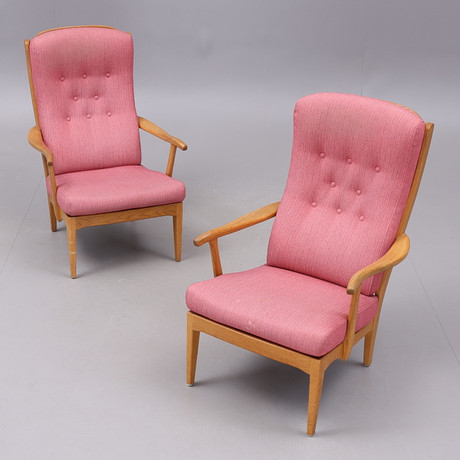 CARL MALMSTEN. Fåtöljer, 1 par, ek, "Stora Fjäderbrickan", O H Sjögren ...