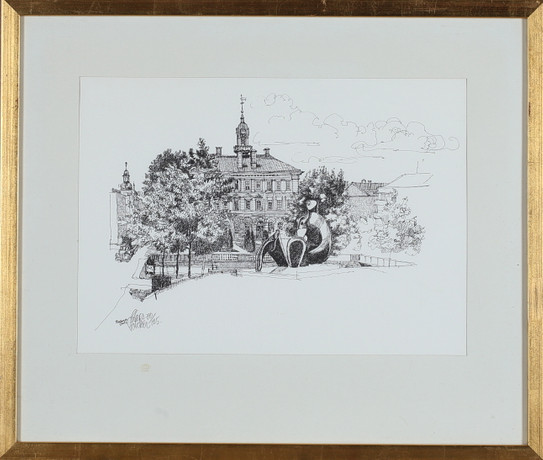 CLAES FOLCKER. 4 st, Litografier, motiv från Gävle, signerad samt ...