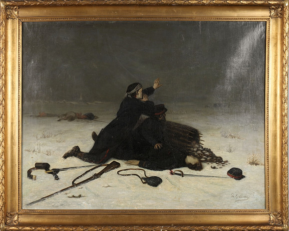 LOUIS GALLIAC (1849-1934). Composition with wounded soldier. Art ...