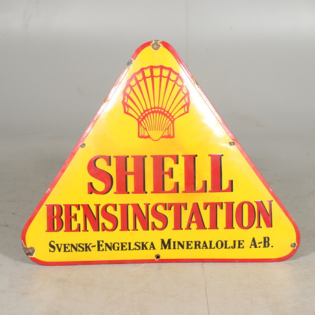 SKYLT, Shell Bensinstation, emaljerad plåt. Övrigt - Övrigt - Auctionet