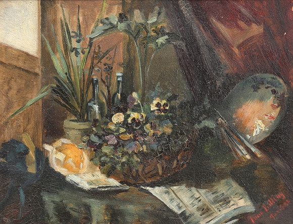 ANNA BILLING. Flower still life. Oil on Board, signed and dated Paris ...
