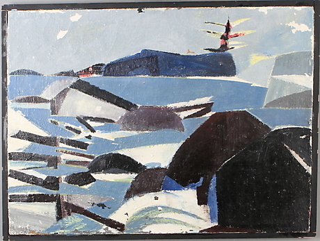 WILHELM WIK. Attributed to. Coastal landscape, oil on canvas. Art ...