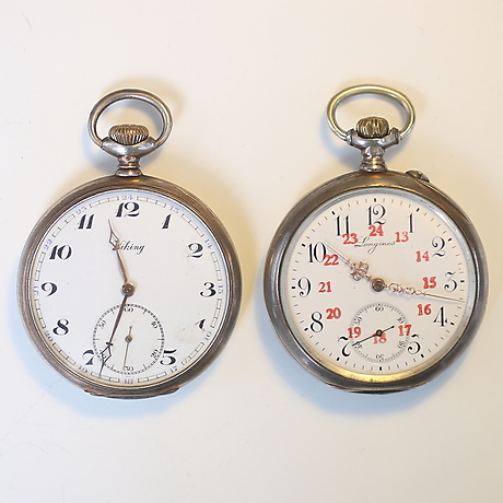 TASCHENUHR, 2 Stück, Silber, Wikinger und Longines, frühes 20 ...