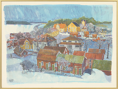 CLAES FOLCKER. Skärgårdsmotiv, färglitografi, signerad och numrerad 148 ...