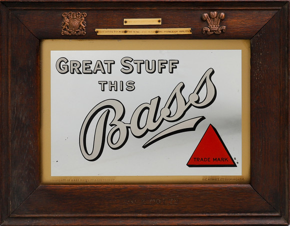 'GREAT STUFF THIS BASS', ORIGINAL ADVERTISING MIRROR. Mirrors - Auctionet