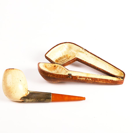 PIPA MED FODRAL, sjöskum/bärnsten samt silver, Ecume Veritable. Övrigt ...