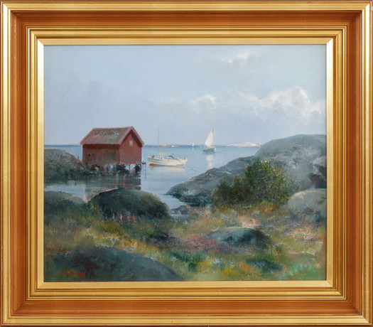 TAGE ERIKSSON. "Sommardag Bohuslän" olja på duk, signerad. Konst ...