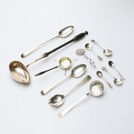 SILVER OBJECTS, 12 pieces, including Sweden and England, 19th and 20th ...