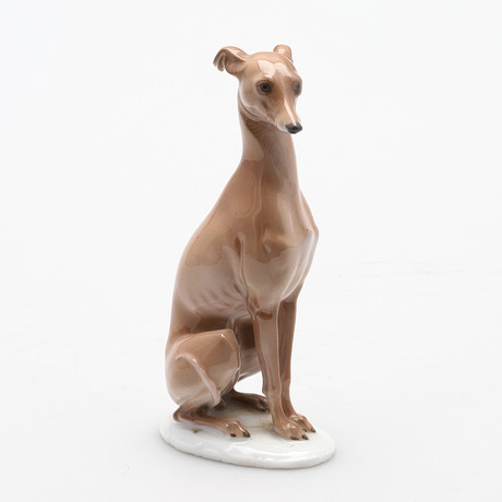 T KARNER. A ROSENTHAL PORCELAIN MODEL OF A SEATED GREYHOUND. Ceramics ...