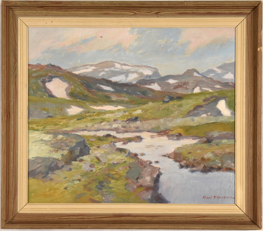 AKSEL P KNUDSEN. Olja på duk. Konst - Måleri - Auctionet