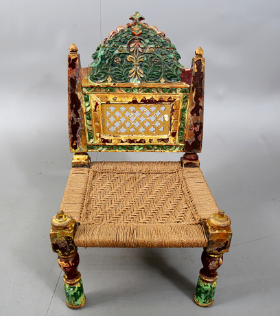 CHAIR wood, painted, Rajasthan India, 19th-20th century. Asiatica ...