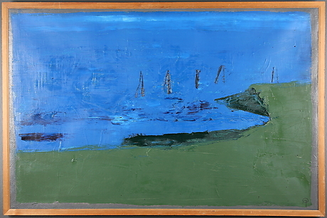 ARNE OLSSON. "Dyktalben", öljy kankaalle, monogrammi signeerattu. Taide ...