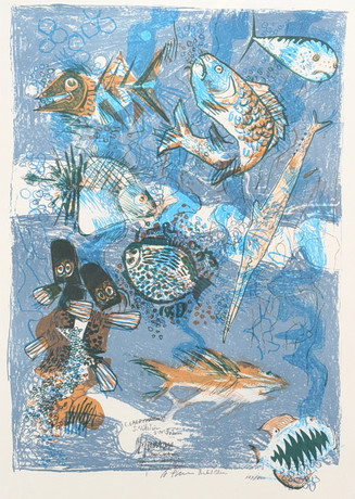 FISH. Various artists from Kalmar county. Color lithograph, signed and ...