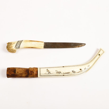 KNIFE, horn/leather, Sami work. Weapons & Militaria - Edged weapons ...