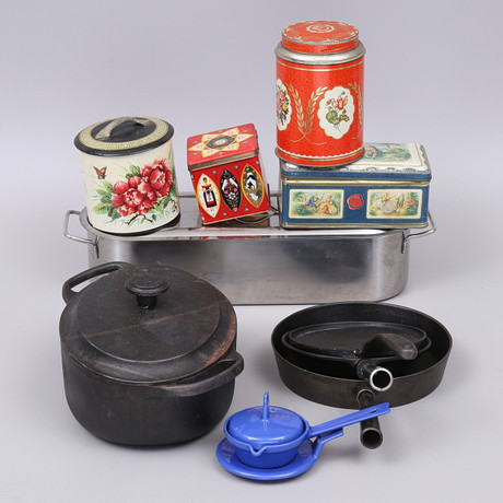 POTS, CANS, iron, tin, stainless, Skeppshult, Kockums. Miscellaneous ...