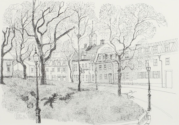 CLAES FOLCKER. Stadsbild, litografi, signerad. Konst - Grafik - Auctionet