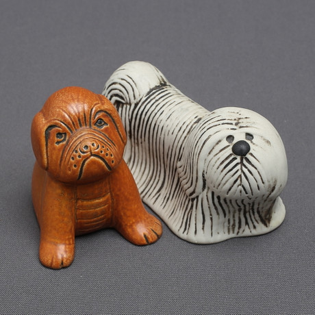 LISA LARSON. Figurines, 2 pcs, dogs, stoneware, Gustavsberg. Ceramics ...