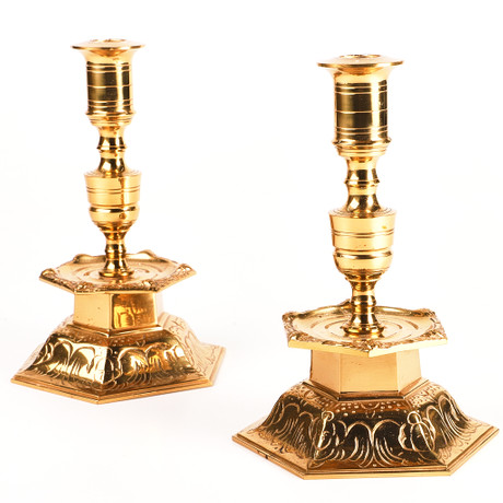 LJUSSTAKAR, 1 par, mässing, barockstil, Ystad Metall. Silver & Metall ...