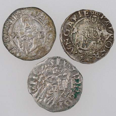 COIN, 3 pcs, silver, Virgin Mary & Jesus, Ferdinand I, Hungary, mid ...