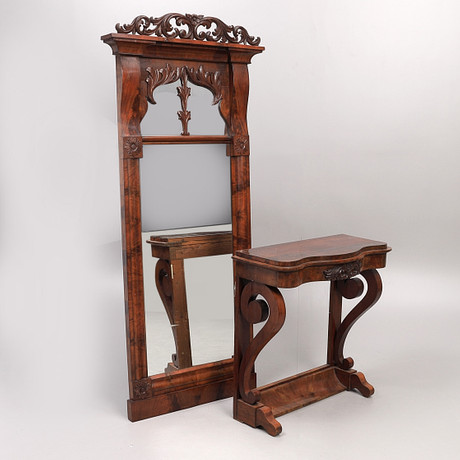 SPEGEL, med KONSOLBORD, senempire, mahogny. Speglar - Auctionet