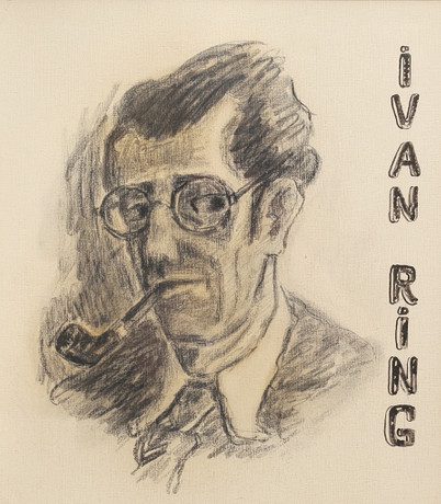 IVAN RING. Self portrait. Charcoal pen, signed. Art - Paintings - Auctionet