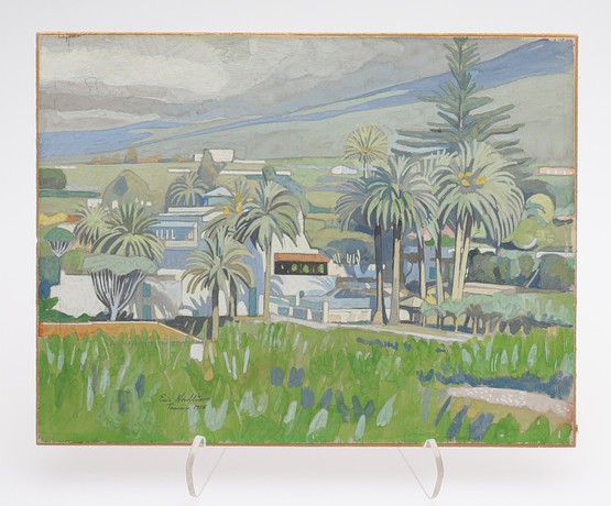 ERIC NORDLÖW, "Tenerife 1956", watercolor with white overlay, signed ...