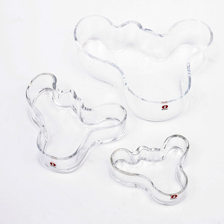 ALVAR AALTO. BOWL 3 pcs, Malja-Kirkas, glass. Glass - Other - Auctionet