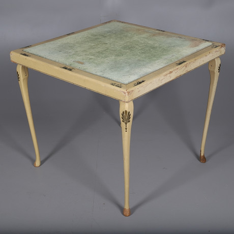 A CREAM CHINOISERIE DECORATED FOLDING BRIDGE TABLE. Furniture - Tables ...